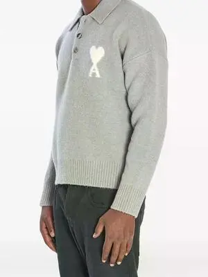 Ami De Coeur Intarsia Polo-shirt - Grey