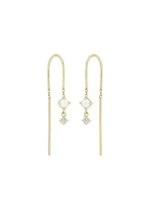 Zoe Chicco 14k Yellow Diamond And Pearl Drop Earrings - Gold