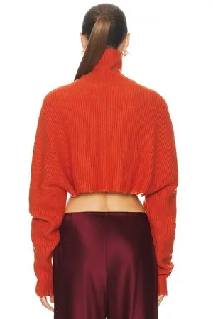 Lapointe Cashmere Silk Ribbed Crop Turtleneck Sweater