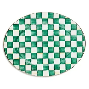 MACKENZIE-CHILDS Emerald Check Large Oval Platter - No Color