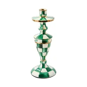 MACKENZIE-CHILDS Emerald Check Medium Candlestick - No Color