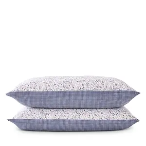 CHRISTY Ditsy Gingham King Pillowcase, Pair - Slate Blue
