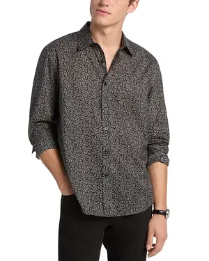 Michael Kors Paisley Relaxed Fit Button Down Shirt - Gunmetal