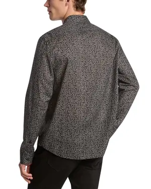 Michael Kors Paisley Relaxed Fit Button Down Shirt - Gunmetal