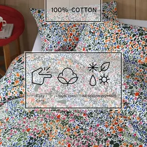 Marimekko Rantaniitty Cotton Percale 3-piece Duvet Cover Set, King - Medium Orange