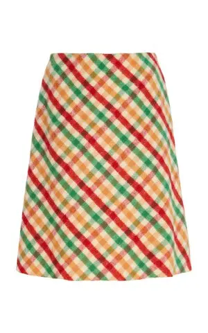Miu Miu Checked Wool-blend Midi Skirt