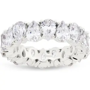 Sterling Forever Janis Pear Cubic Zirconia Eternity Band Ring - Silver