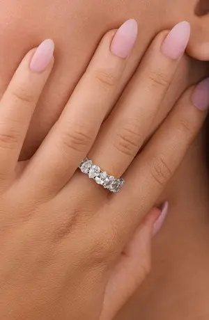 Sterling Forever Janis Pear Cubic Zirconia Eternity Band Ring - Silver