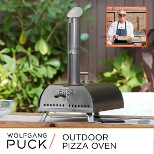 WOLFGANG PUCK Outdoor Pizza Oven, Durable Stainless Steel, Portable Pizza Oven, Compact Storage