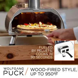 WOLFGANG PUCK Outdoor Pizza Oven, Durable Stainless Steel, Portable Pizza Oven, Compact Storage