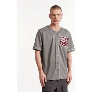ECKO UNLTD. Button Front Shirt With Piping Details - Marled Grey