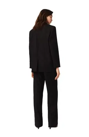 Maje Rhinestone Suit Jacket With Removable Belt - Black