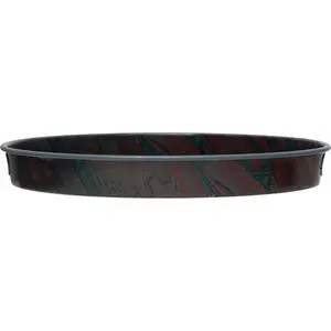 STORIED HOME Metal Tray With Marbled Pattern - Black