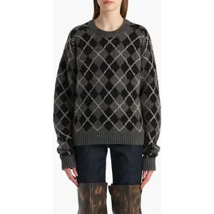 Khaite Pratt Oversize Argyle Plaid Cashmere Sweater