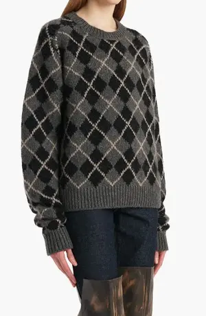 Khaite Pratt Oversize Argyle Plaid Cashmere Sweater