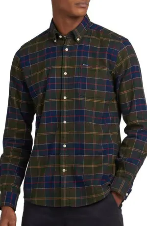 Barbour Kyeloch Herringbone Plaid Button-down Flannel Shirt - Classic Tartan