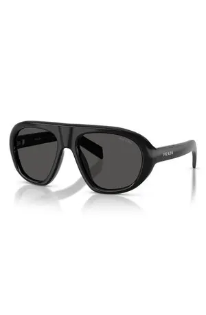 Prada 56mm Irregular Sunglasses - Black/dark Grey