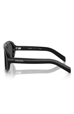 Prada 56mm Irregular Sunglasses - Black/dark Grey