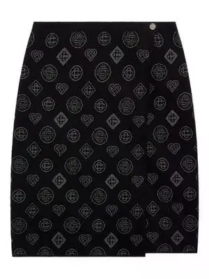 Casablanca Jacquard-motif Wrap Midi Skirt - Black