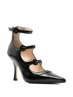 ANNA F. Buckle-strap Leather Pumps