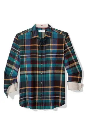 Tommy Bahama Palonia Plaid Flannel Button-up Shirt - Ebony