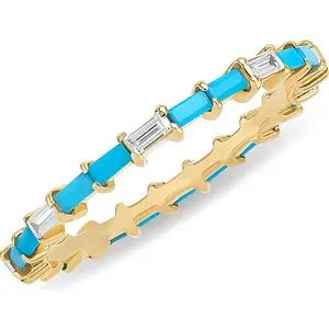 Lana Jewelry Turquoise And Diamond Baguette Band Ring - Yellow Gold