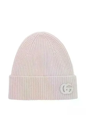 Gucci Logo-patch Ribbed Beanie Hat - Pink