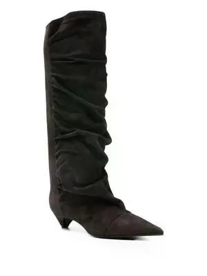 LELLA BALDI Ruched Suede Knee-high Boots