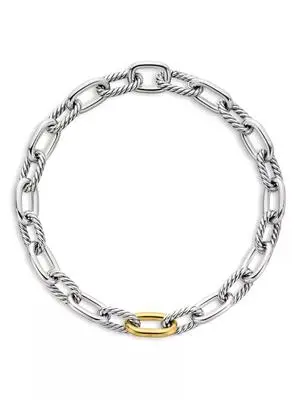 David Yurman 18kt Yellow Gold And Sterling Dy Madison Chain Necklace - Silver