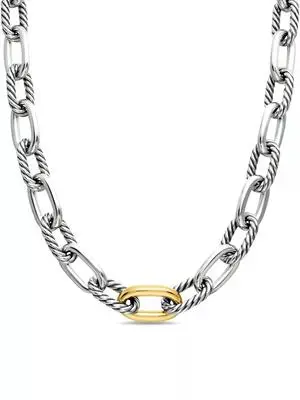 David Yurman 18kt Yellow Gold And Sterling Dy Madison Chain Necklace - Silver