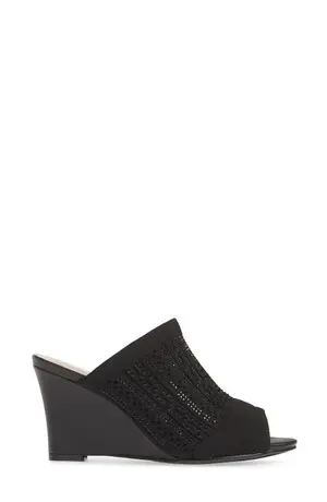 LAUREN LORRAINE Martha Embellished Wedge Slide Sandal - Black
