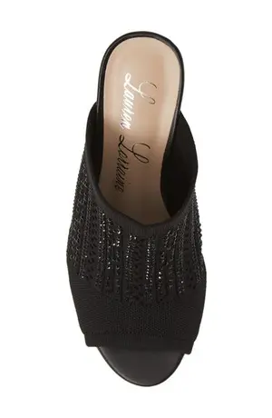LAUREN LORRAINE Martha Embellished Wedge Slide Sandal - Black