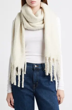 Treasure & Bond Cozy Sparkle Fringe Scarf - Ivory