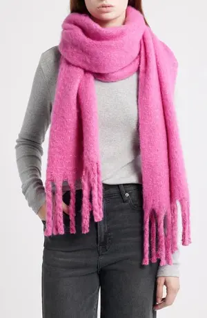Treasure & Bond Cozy Sparkle Fringe Scarf - Pink