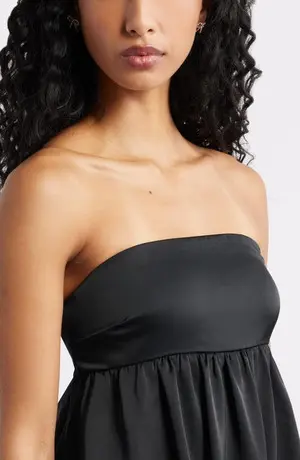Bp. Satin Bow Back Mini Bubble Dress - Black