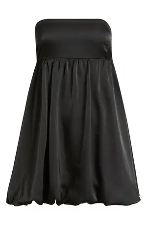 Bp. Satin Bow Back Mini Bubble Dress - Black