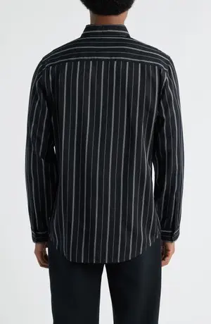OPEN EDIT Stripe Long Sleeve Button-up Shirt