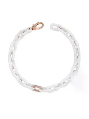 Shay 18k Rose Gold Mini Cable-link Diamond Bracelet - Pink