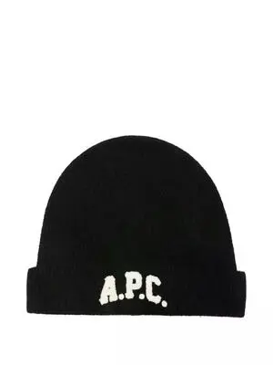 A.p.c. Logo-appliqué Beanie - Black
