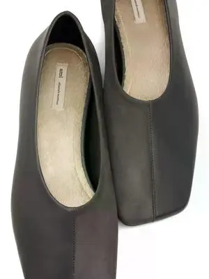 AMI Paris Two-tone Leather Ballet Flats - Grey