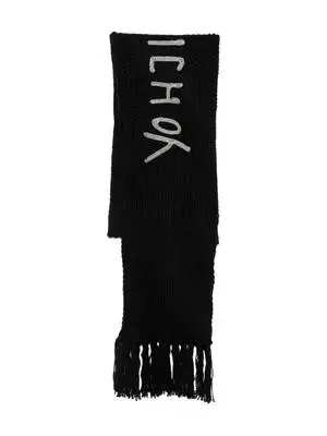 Y3 Fringed Scarf - Black