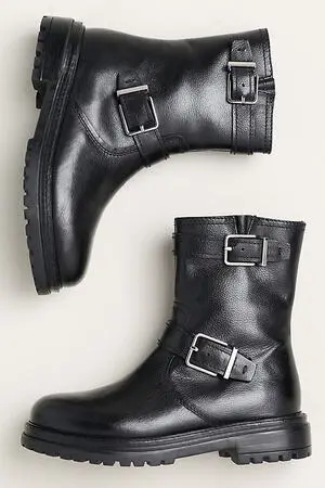 Anthropologie Stompy Buckle Boots - Black