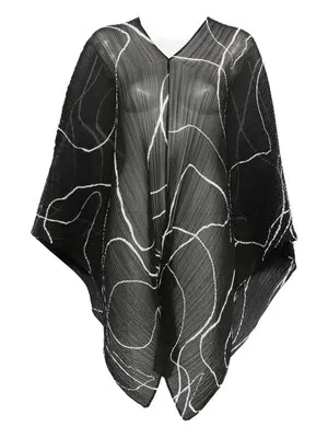 Issey Miyake Pleated Printed Stole - Black