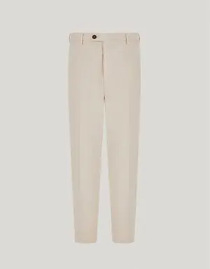 Canali Sand Regular Fit Cotton Gabardine And Cashmere Chinos - Beige