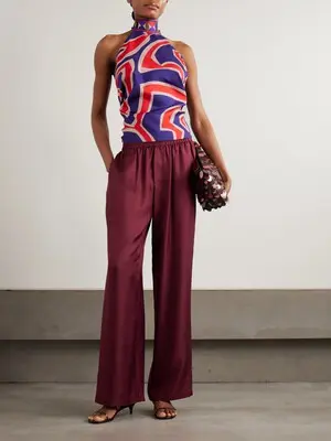 Emilio Pucci Printed Silk-twill Halterneck Top