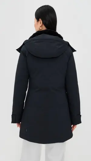 SAVE THE DUCK Hooded Samantha Coat With Faux Fur Trim