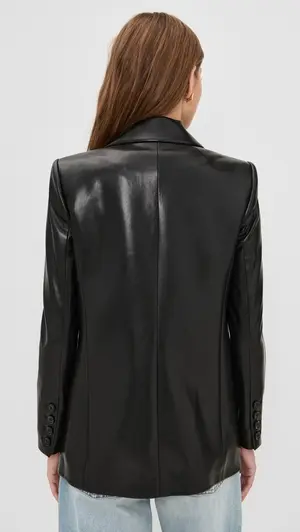 Alice + Olivia Vegan Leather Notch Collar Blazer - Black
