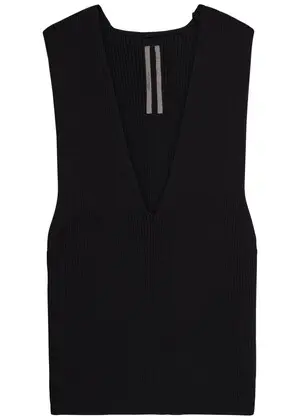 Rick Owens V-neck Ribbed Wool Tank