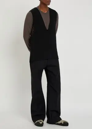 Rick Owens V-neck Ribbed Wool Tank