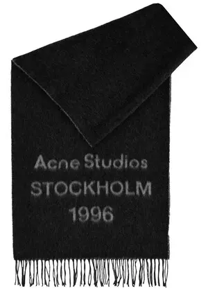 Acne Studios Venus 1996 Logo-intarsia Wool Scarf - Black And White